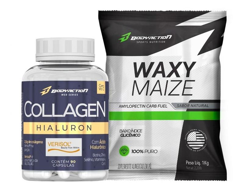 Colágeno Hialuron Verisol 90 Caps + Waxy Maize Bodyaction - Colágeno ...