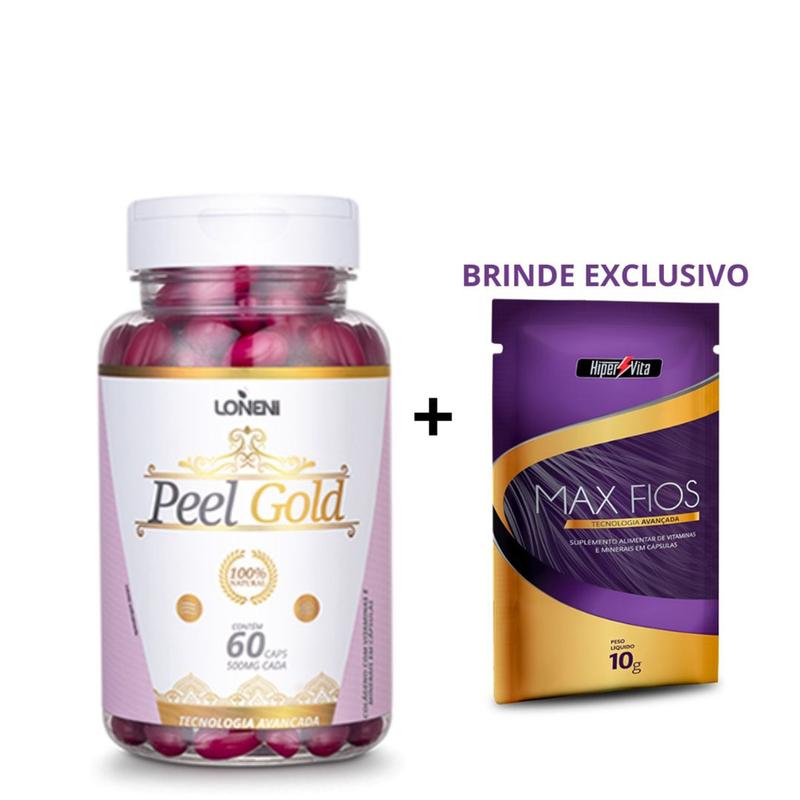 Colágeno Hidrolisado 60 Capsulas em Gel Peel Gold mais Brinde exclusivo ...