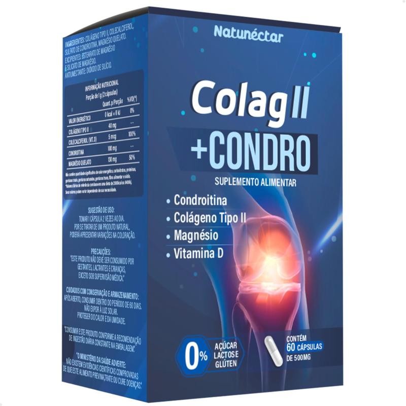 Colágeno Tipo 2 + Condroitina + Vit D + Magnésio 60 Cápsulas ...