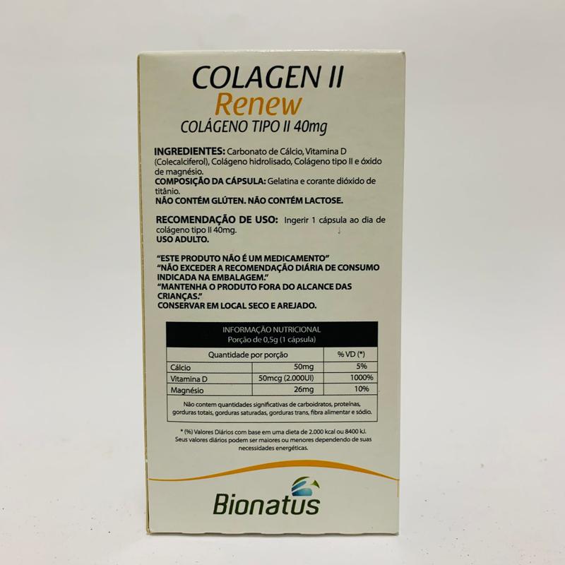 Colágeno tipo 2 Renew 40 mg - BIONATUS - Colágeno - Magazine Luiza