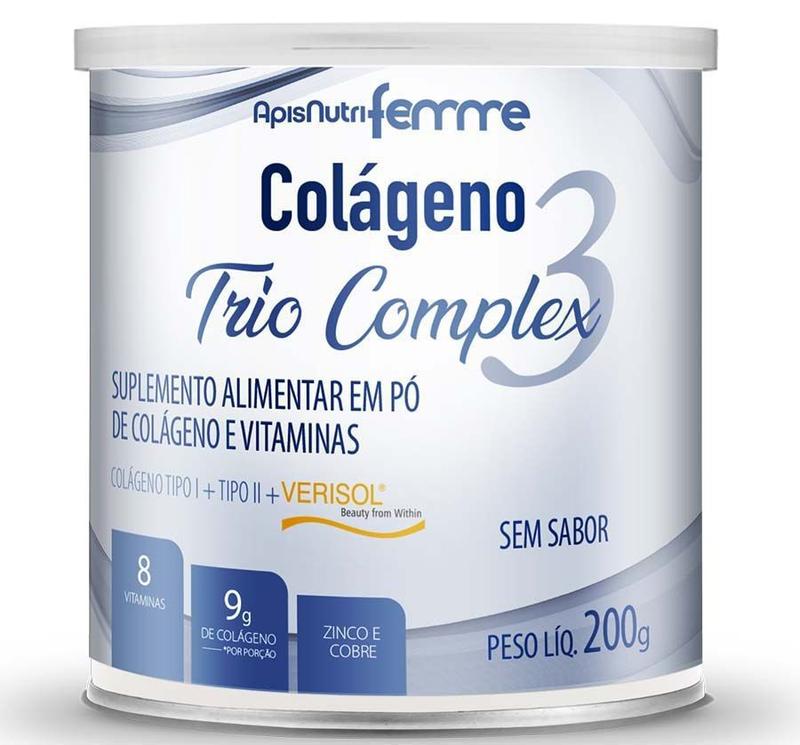 Colágeno Trio Complex3 (200g) - Sabor: Natural - Apisnutri - Colágeno ...