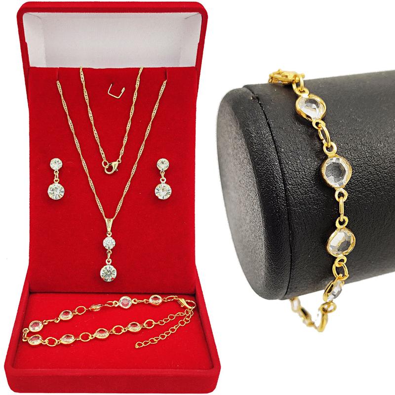 Colar Feminino Semijoia Corrente Veneziana Fina Com Pingente + Pulseira ...