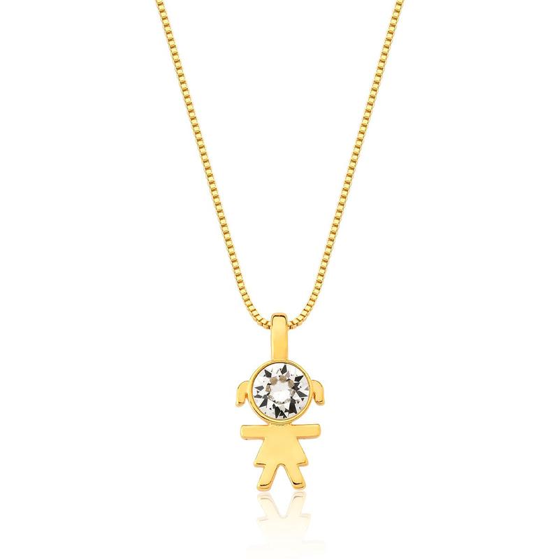 Colar Menina com Cristal com Revestimento em Ouro - VL ACCESSOIRES ...