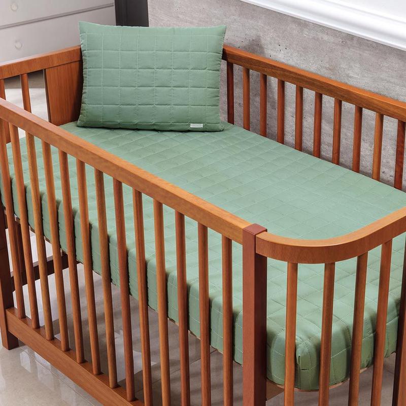 Colcha com Elástico para Berço Quadradinho Verde Seco - Lilibee - Cobre ...