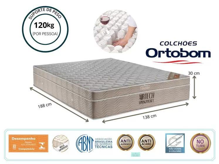 Colchão Casal Com Molas Spring Pocket Airtech 138 x 188 x 30 - BEGE ...