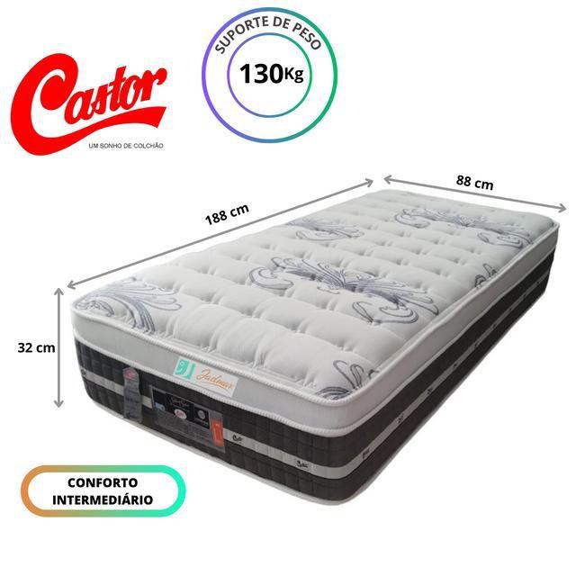 Colchão Castor Solteiro Silver Star Tecnopedic One Face 88x188x32 - Linha Alta e Confortável ...