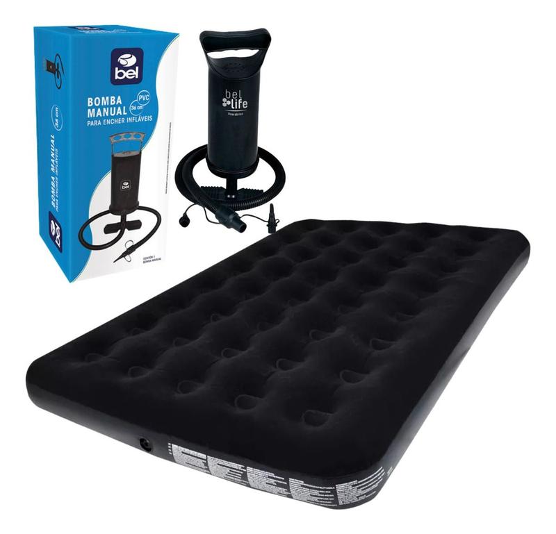 Colchão Inflavel Casal Acampamento Deluxe Bel + Inflador - Colchão ...