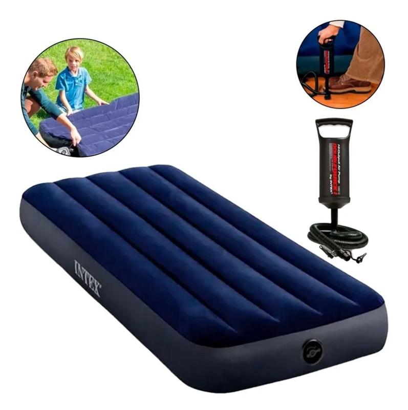Colchão Inflável Solteiro Intex Fiber Tech 64756 Intex + Bomba de Ar ...