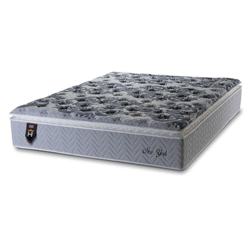 Colchão King Size New York 193x203x33 Cinza/Azul c/ Molas Ensacadas ...
