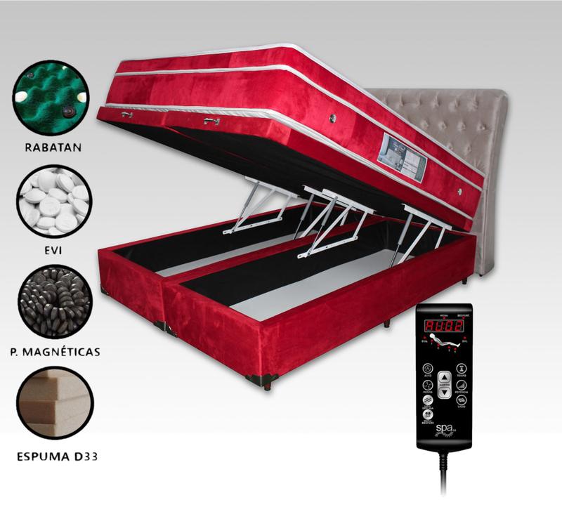 Colchão Magnético Queen Com Massageador E Controle Bio Quântico + Box ...