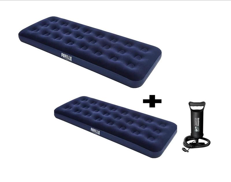 Colchão Solteiro Inflável Bestway 2 unidades com 1 Bomba de Ar Kit ...