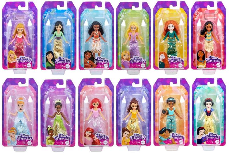 Coleção c/ 12 Mini Bonecas Princesas Disney 9 cm - Mattel - Bonecas ...