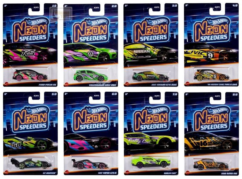 Coleção Completa com 8 Miniaturas Série Neon Speeders HLH72 - 1/64 ...