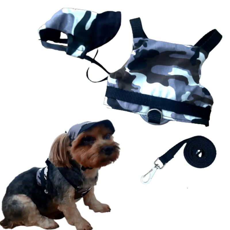 Coleira Peitoral com Guia de Passeio para Cachorro com Boné e - Duda ...