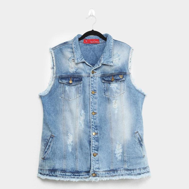 Colete Jeans Xtra Charmy Max Plus Size Feminino - Colete Feminino ...