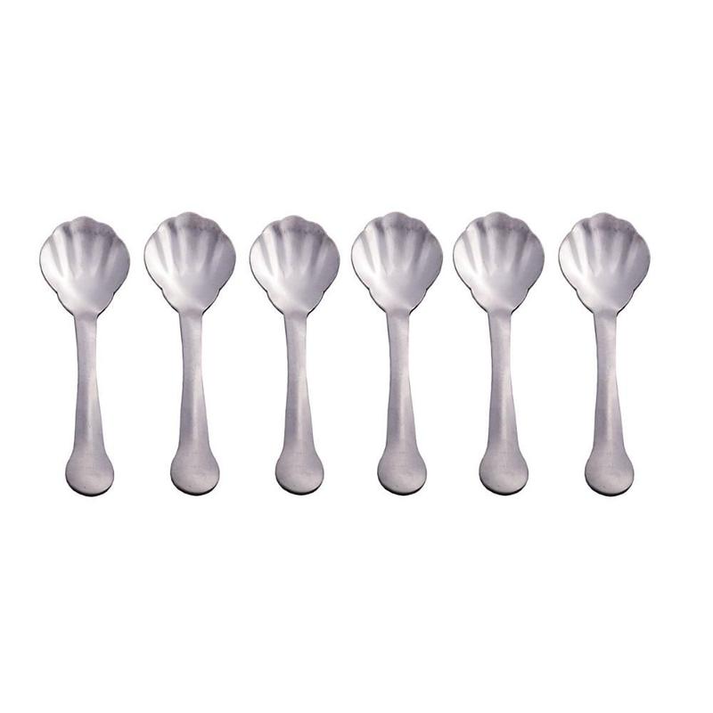 Colher de Chá Café 6 Peças Formato de Concha Inox 13cm - Prana - Colher ...