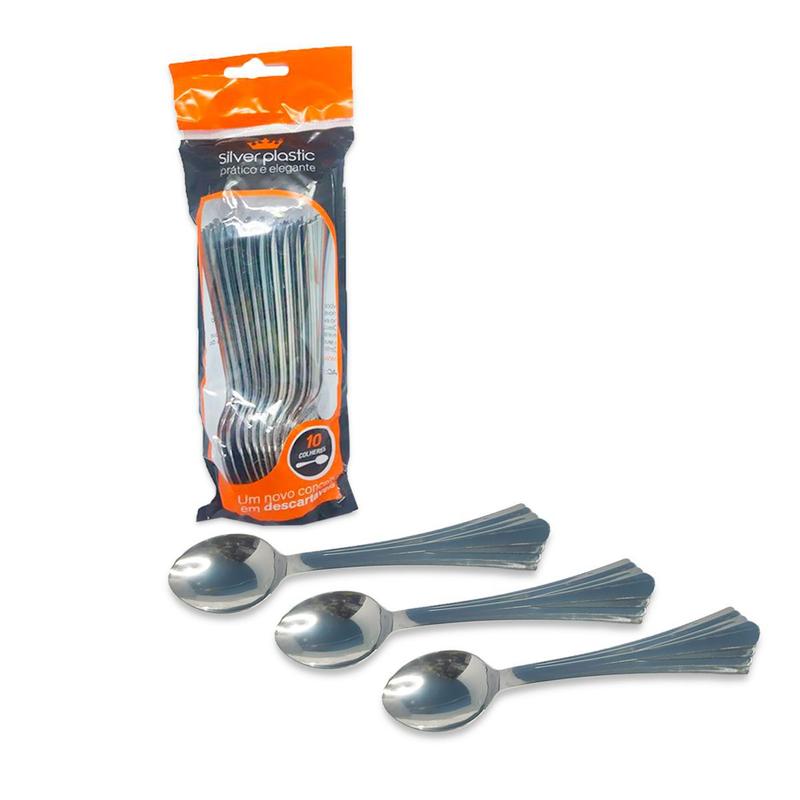 Colher de Plástico Silver Plastic de Luxo Refeição 30 Unidades ...