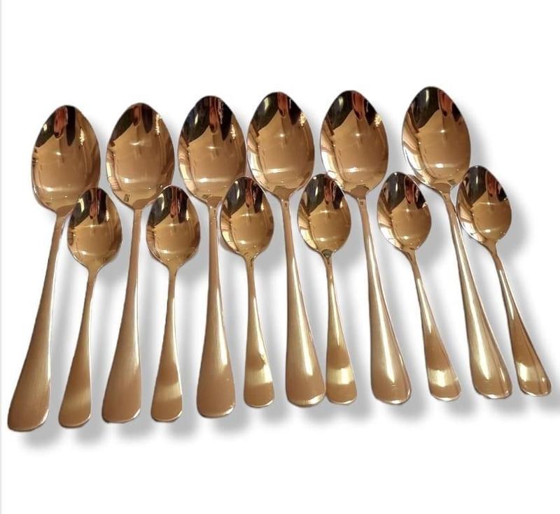 Colheres De Mesa E Sobremesa De Super Luxo 12Un Rose Gold - Stainless ...