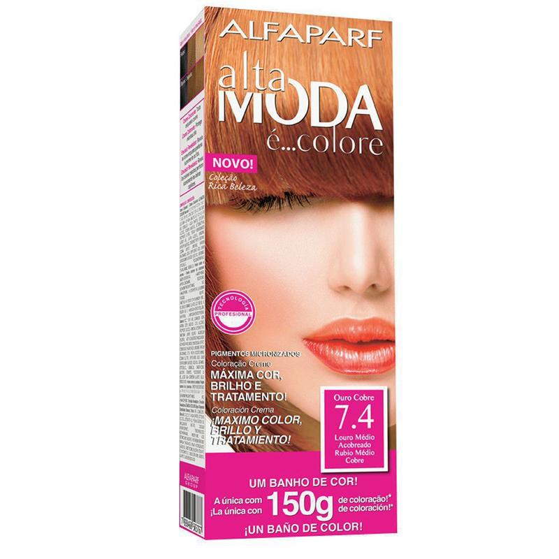 Coloração Alta Moda Colore 7.4 Louro Médio Acobr- Ouro Cobre - Tinta de ...