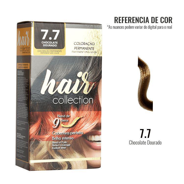 Coloração creme 7.7 chocolate dourado hair collection kit - Tinta de ...