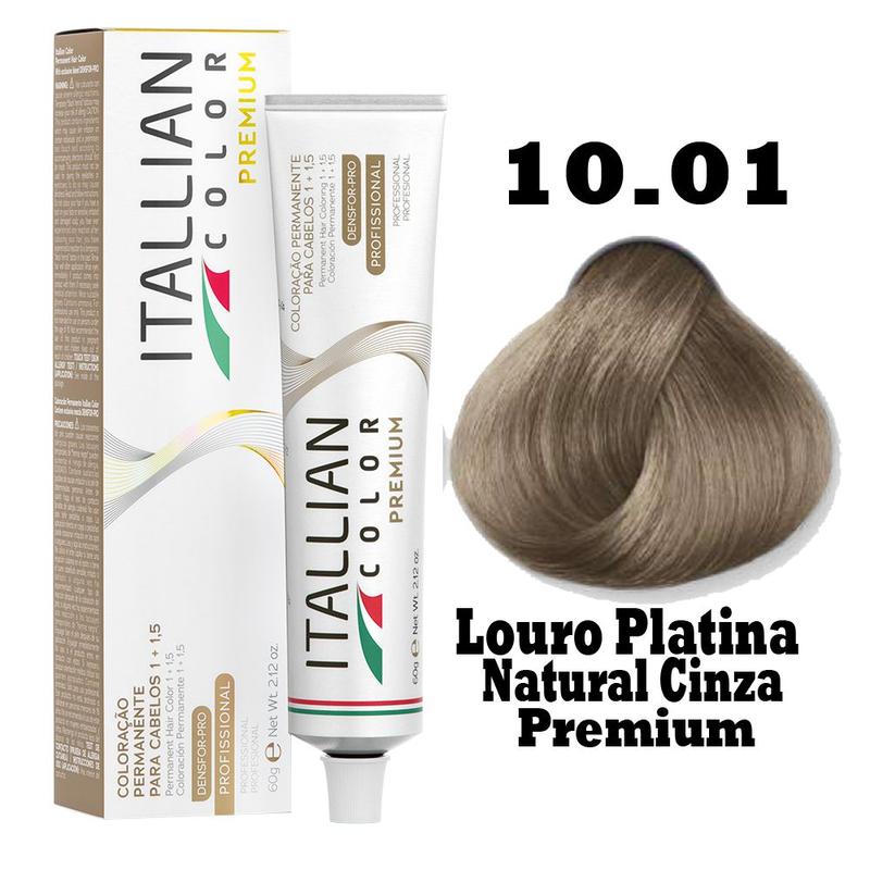 Coloração Itallian Color 60g Louro Platina Natural Cinza Premium 10.01 ...