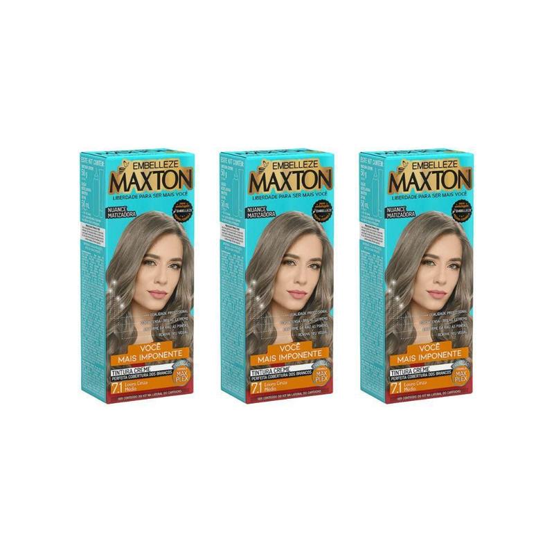 Coloraçao Maxton 7.1 Louro Cinza Medio-Kit C/3Un - Embelleze - Tinta de ...