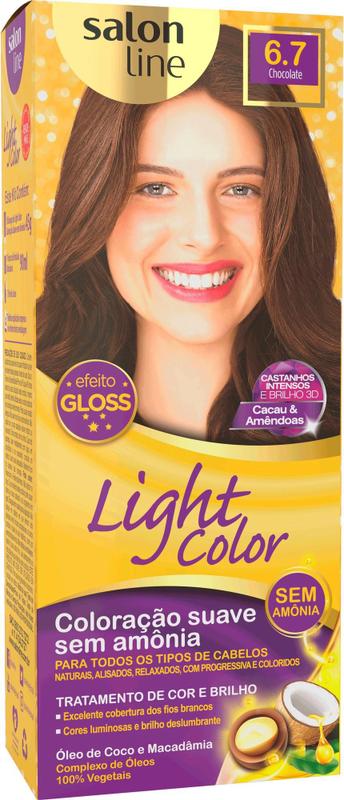 Coloração suave Light Color 6.7 Chocolate Salon Line Sem Amônia ...