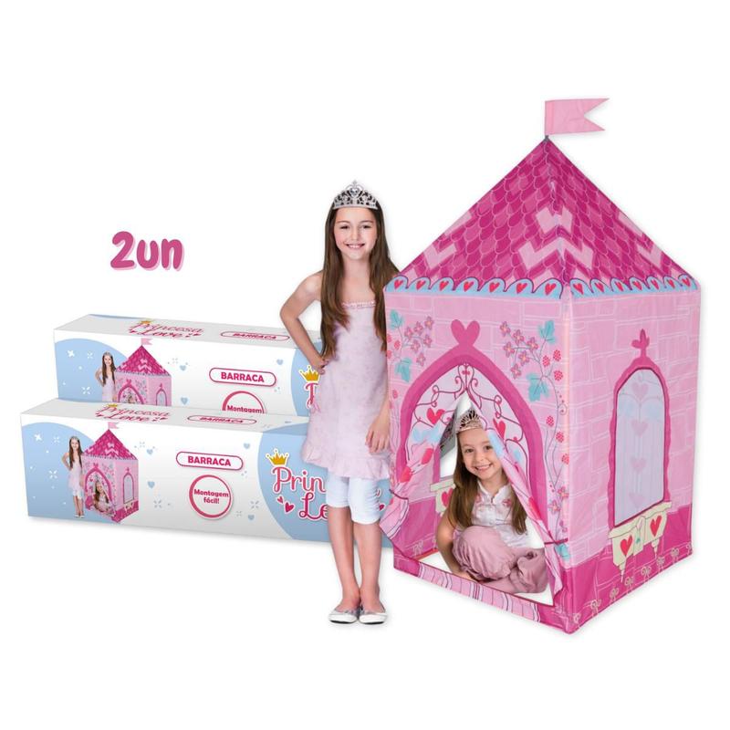 Combo 2 Barracas Infantil Tenda Castelo Princesa Fácil de Montar Cabana ...
