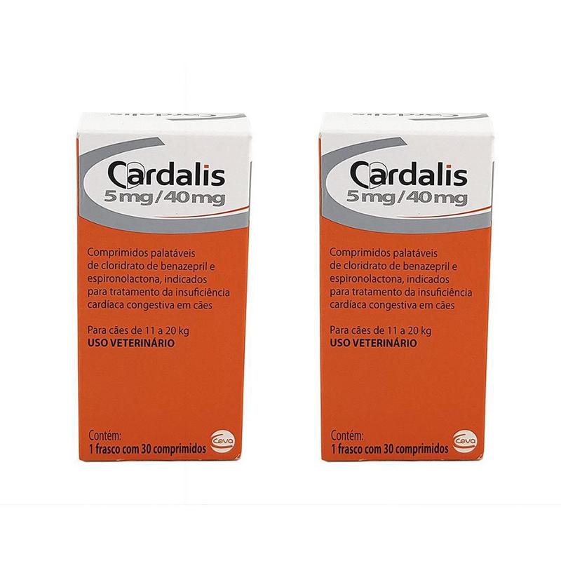 Combo 2 Unidades Cardalis 5mg/40mg Cães 11 a 20 kg 30 Comprimidos ...