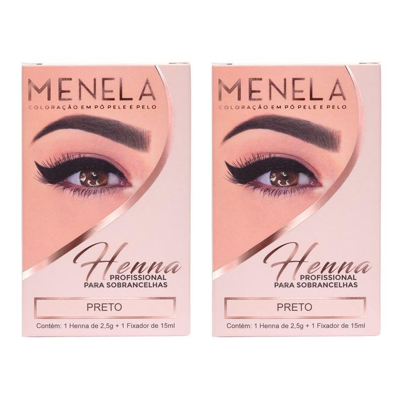 Combo 2x Kit Henna Menela Preto - Tinta e Henna para Sobrancelhas ...