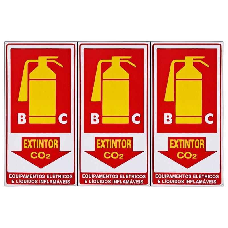 Combo 3 Placas Sinalização Extintor Bc Co2 15X30 - X-703 F9E - Acesso ...