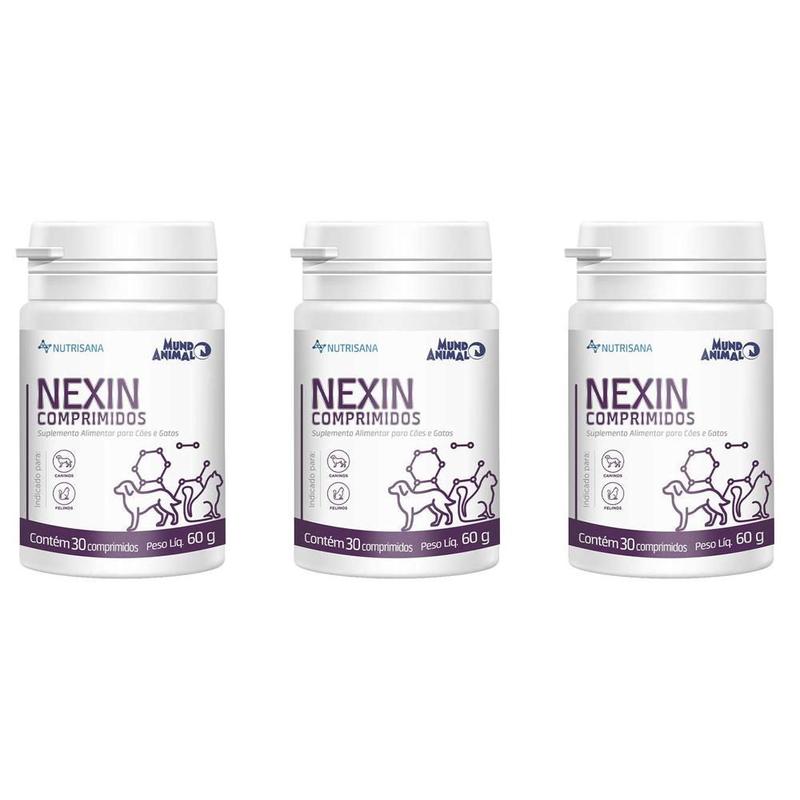 Combo 3 Unidades Nexin Nutrisana Suplemento Cães e Gatos 30 comprimidos ...