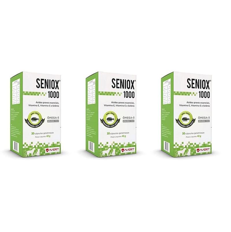 Combo 3 Unidades Seniox 1000Mg 30 Comprimidos Cães - Avert - Vitaminas ...