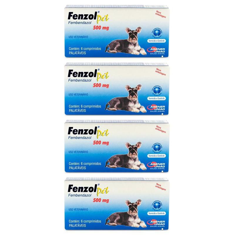 Combo 4 unidades Fenzol Pet 6 compr 500 mg Cães e Gatos - Agener União ...