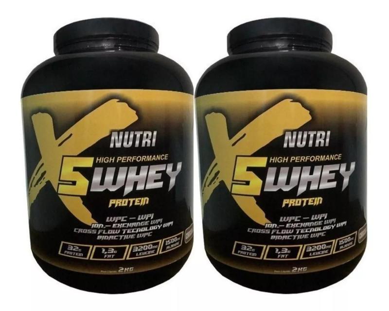 COMBO 5W Whey Wai Protein Xnutri - 2 Potes 2KG - Massa Muscular ...