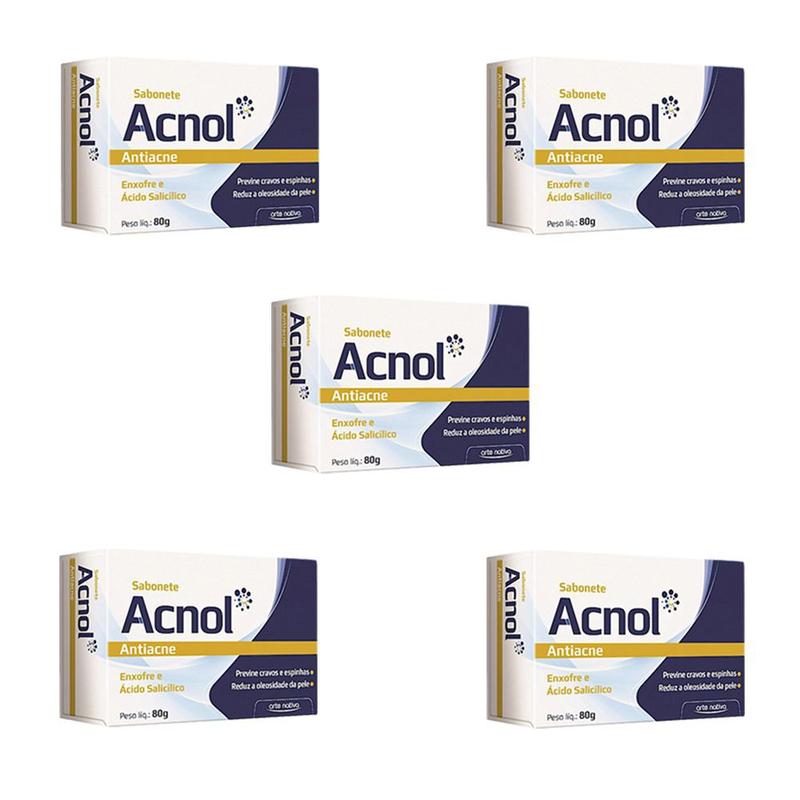 combo 5x sabonete de cuidado diário acnol para evitar pele oleosa ...