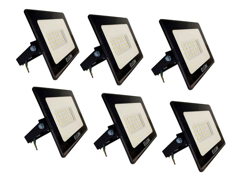 Combo 6 Projetores Led 30W Bivolt 6500K Refletor Branco IP65 - ELGIN ...