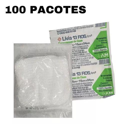 Combo Atacado Compressa Gaze Estéril 100 Pacotes Com 10 unidades Cada ...