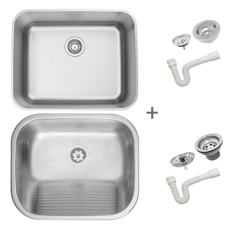 Combo Cuba Tanque Lavar Roupa Pia Cozinha Tramontina Inox Dora 50x40 ...