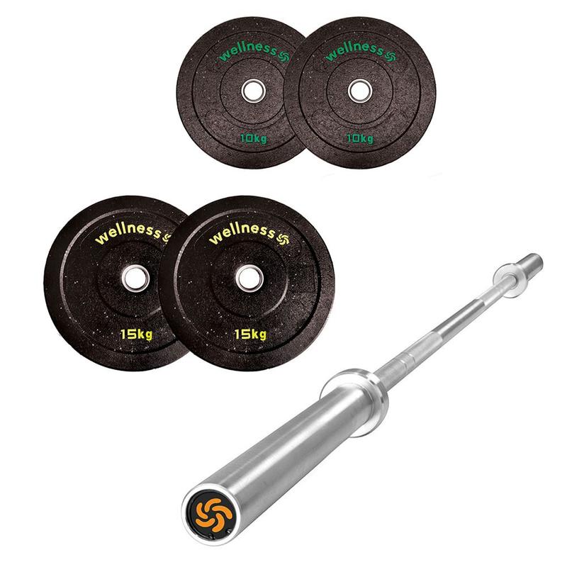 Combo Exercício Funcional - Barra exercício funcional 2,20M, Anilha Olímpica Verde 10kg e Anilha ...