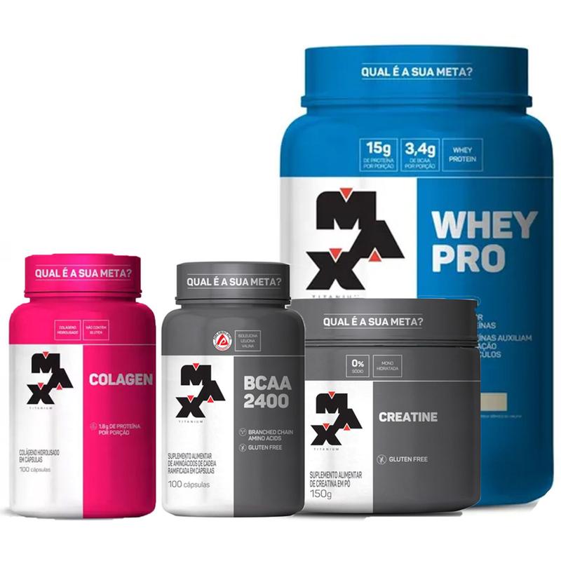 Combo Feminino Whey Protein 1kg + Bcaa 100 capsulas + Creatina 150g ...