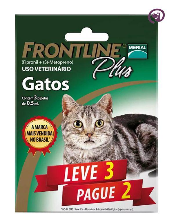 Combo Frontline Plus Gatos Merial 3 Pipetas - Antipulga e Carrapaticida ...