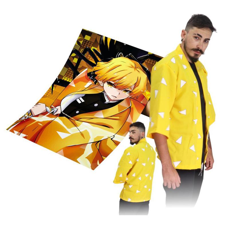 Combo Kimono Zenitsu + Poster Demon Slayer Kimetsu No Yaiba - Point ...