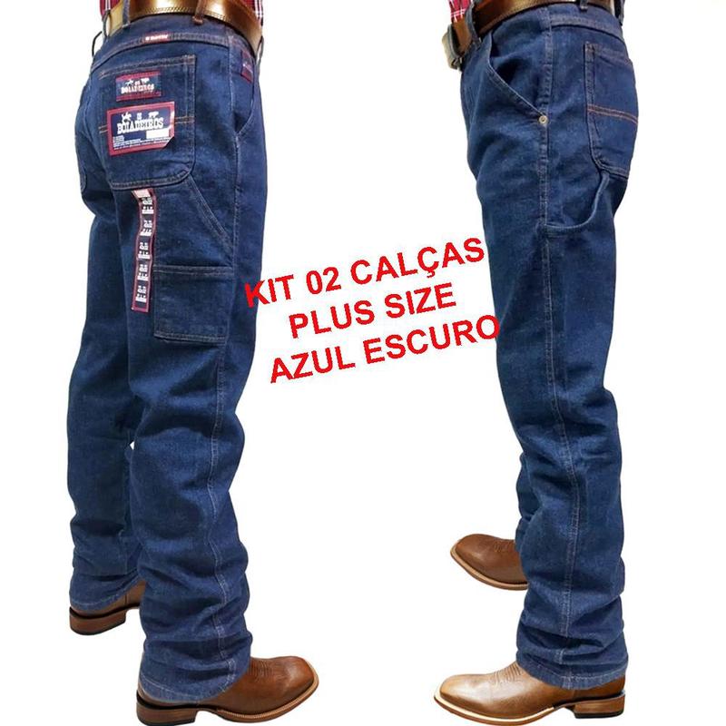 Combo Kit 02 Calças Plus Size MESMA Cor Escura Country Masculina ...