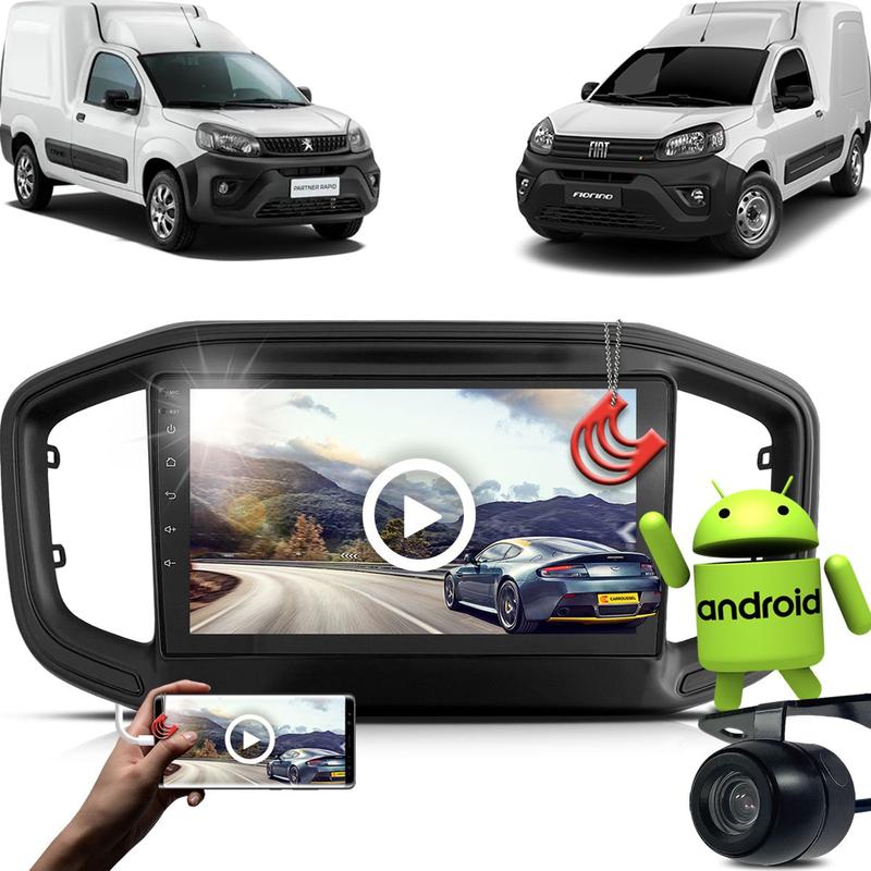 Combo Kit Central Multimidia MP5 Android 9 pol + Camera de ré + Moldura ...
