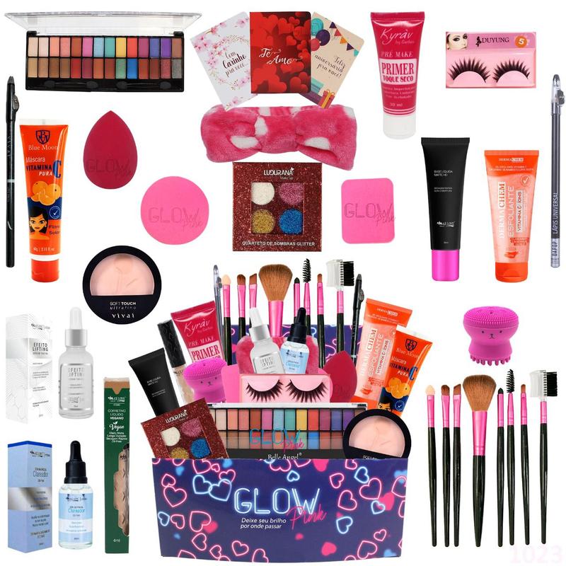 Combo Kit De Maquiagem Skin Care Na Caixa Presente Glow Pink - Kits de ...