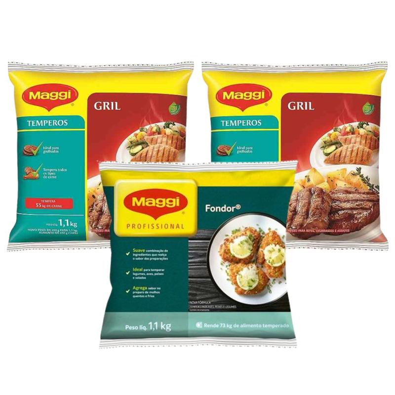 Combo Maggi Fondor + 2 Unid Maggi Grill 1,1kg - Tempero - Magazine Luiza