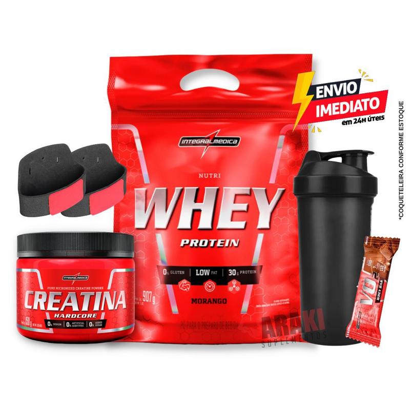 Combo Nutri Whey Protein Integralmedica Creatina 150g Coqueteleira Luva ...
