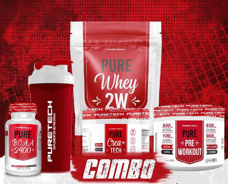 Combo Puretech Pure Whey 2w 900g Refil Bcaa 120 Caps Creatina 96g