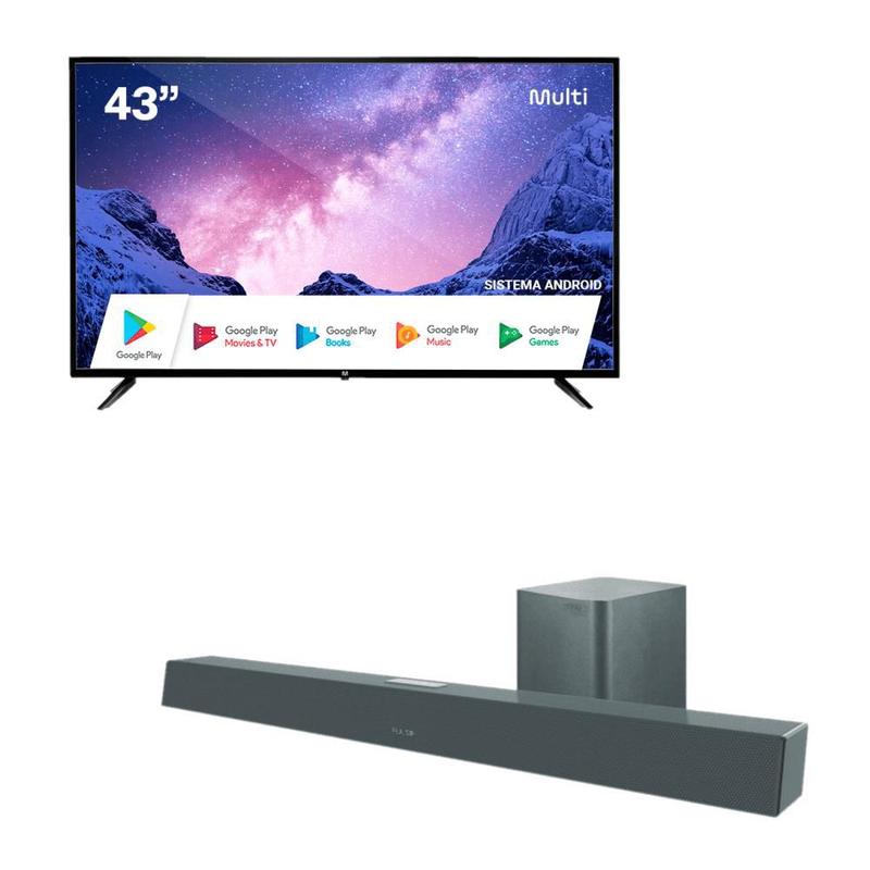 Combo Tech - Smart Tela DLED 43'' Full HD e Caixa de Som Soundbar ...